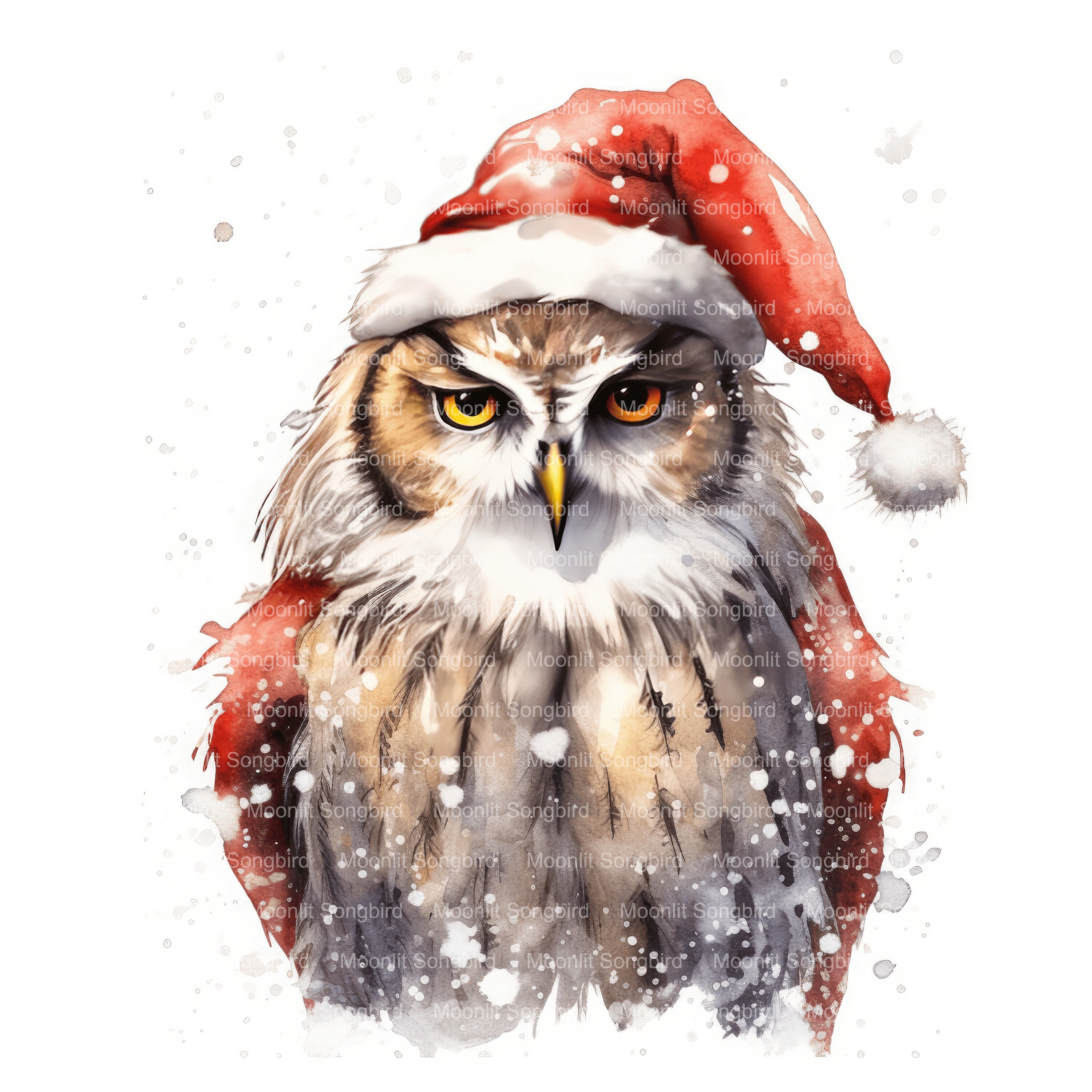 16 Christmas Owl Clipart, Digital Download, Printable Cute Watercolor ...