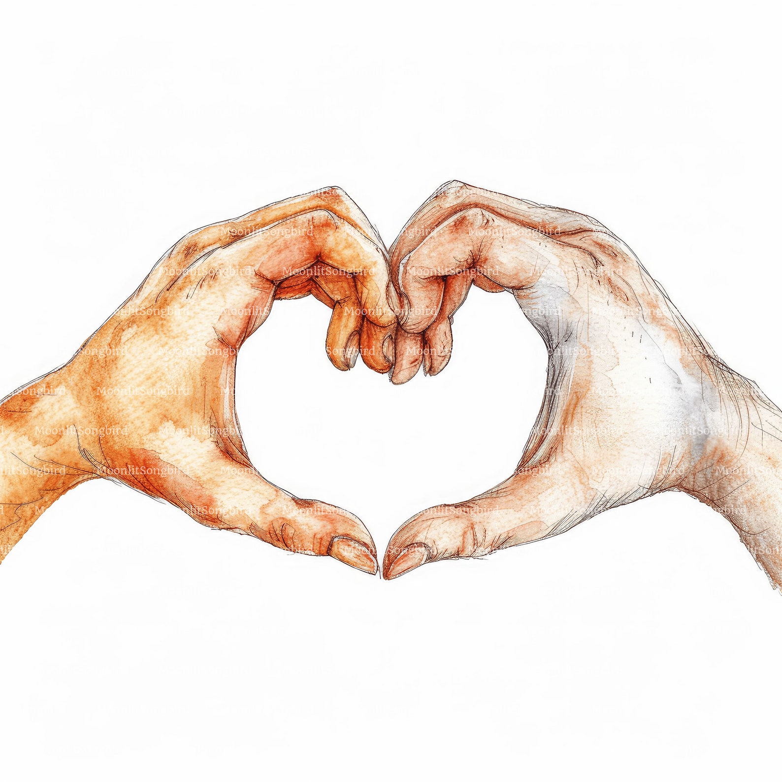 12 Hands Forming a Heart Clipart, Digital Download, Printable ...