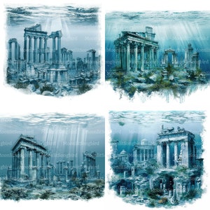 11 Atlantis Underwater City Clipart, Digital Download, Printable ...