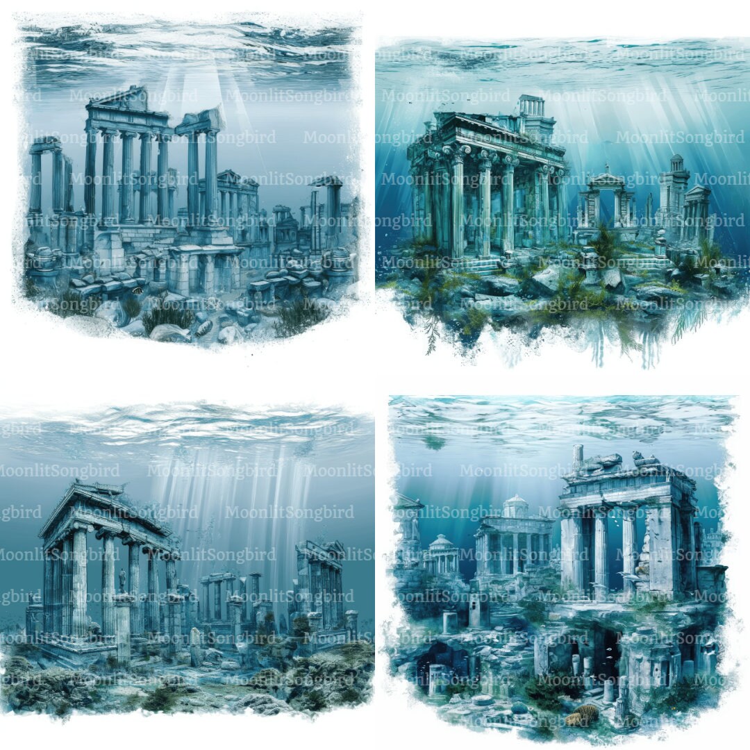 11 Atlantis Underwater City Clipart, Digital Download, Printable ...