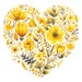 16 Yellow Floral Hearts Clipart, Digital Download, Printable Watercolor ...