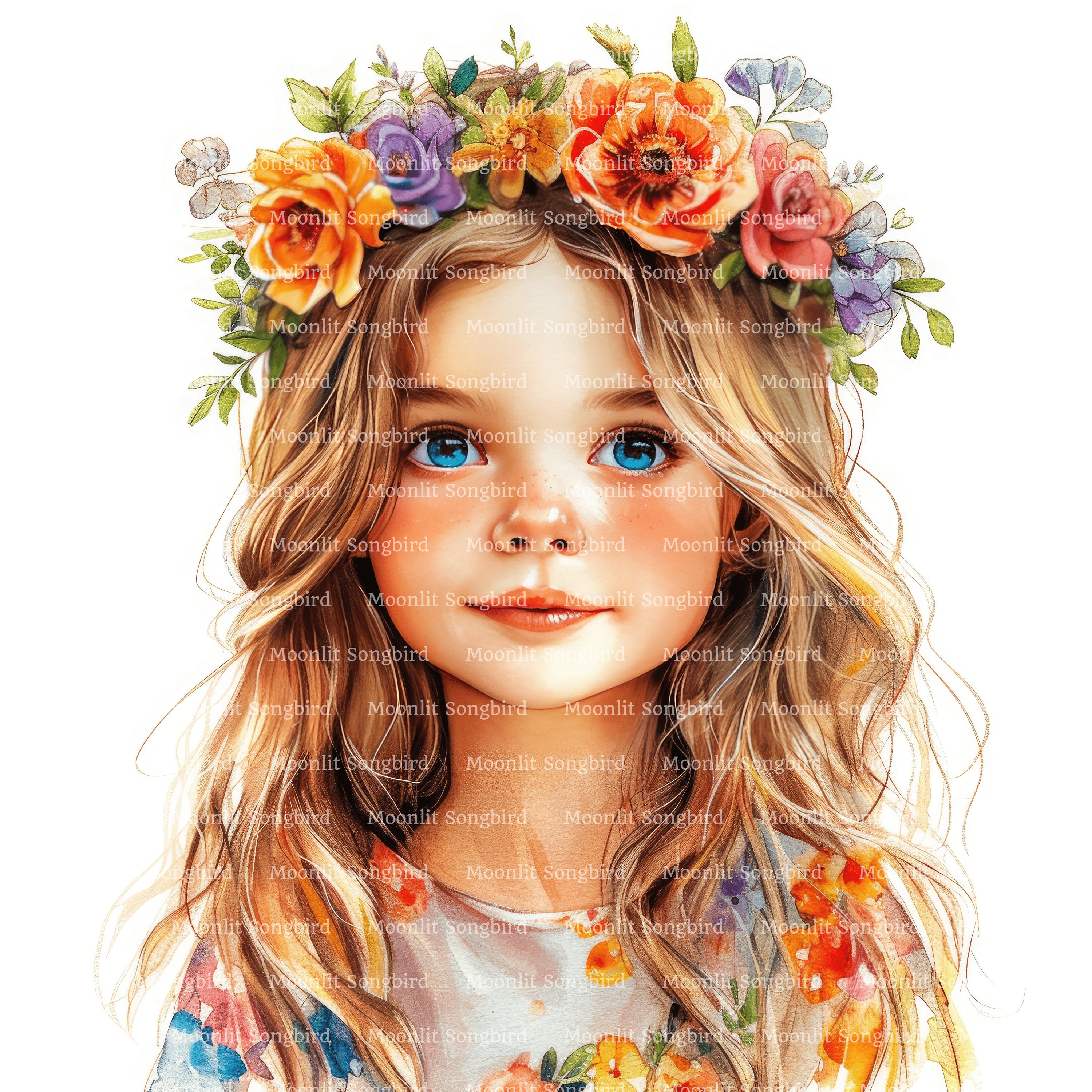 14 Girl With Flower Crown Clipart, Digital Download, Printable ...