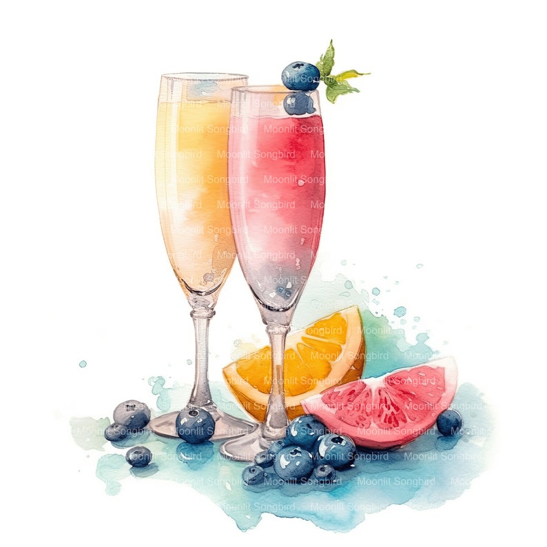 10 Festive Mimosa Cocktail Clipart, Digital Download, Printable ...