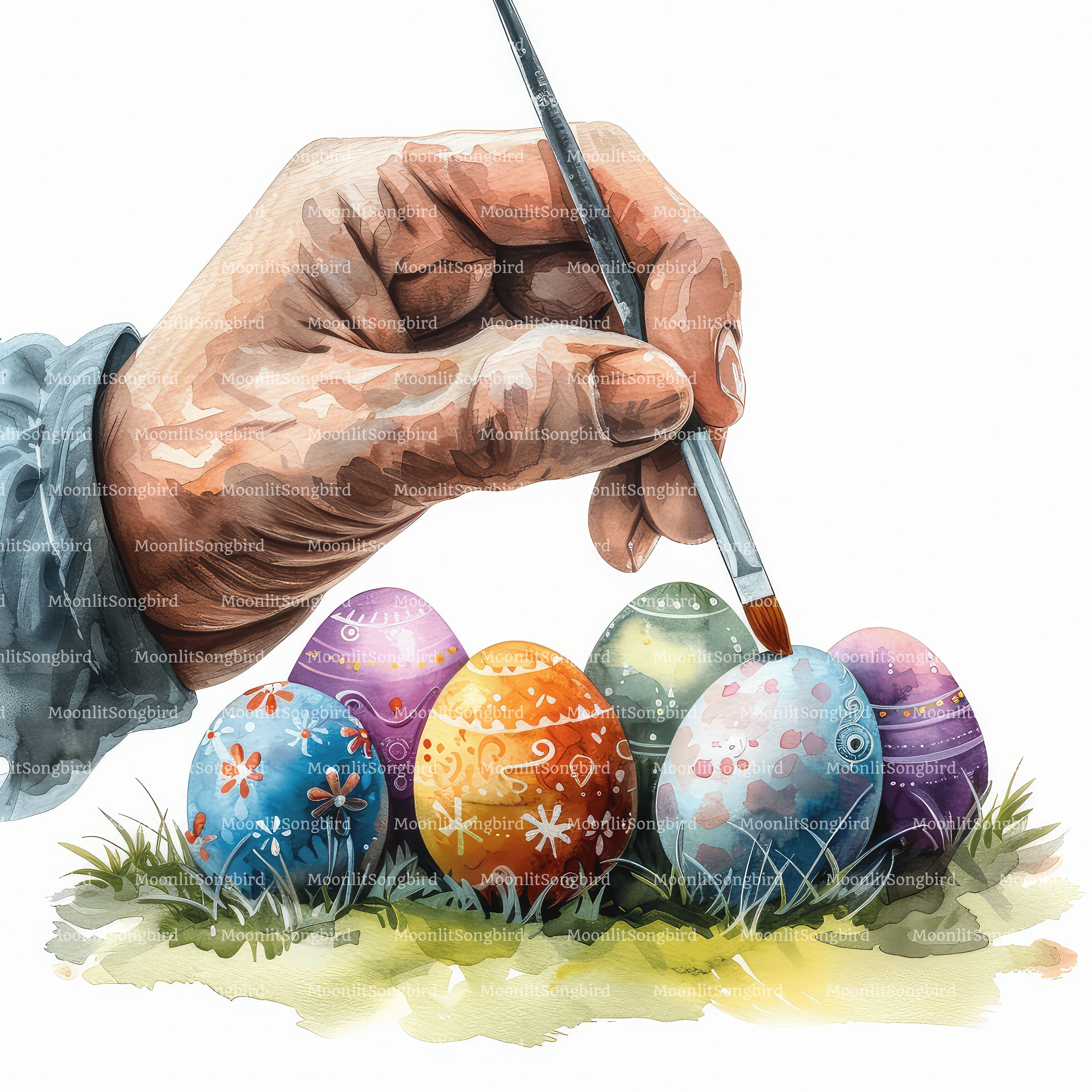 14 Easter Egg Painting Clipart, Digital Download, Printable Watercolor ...