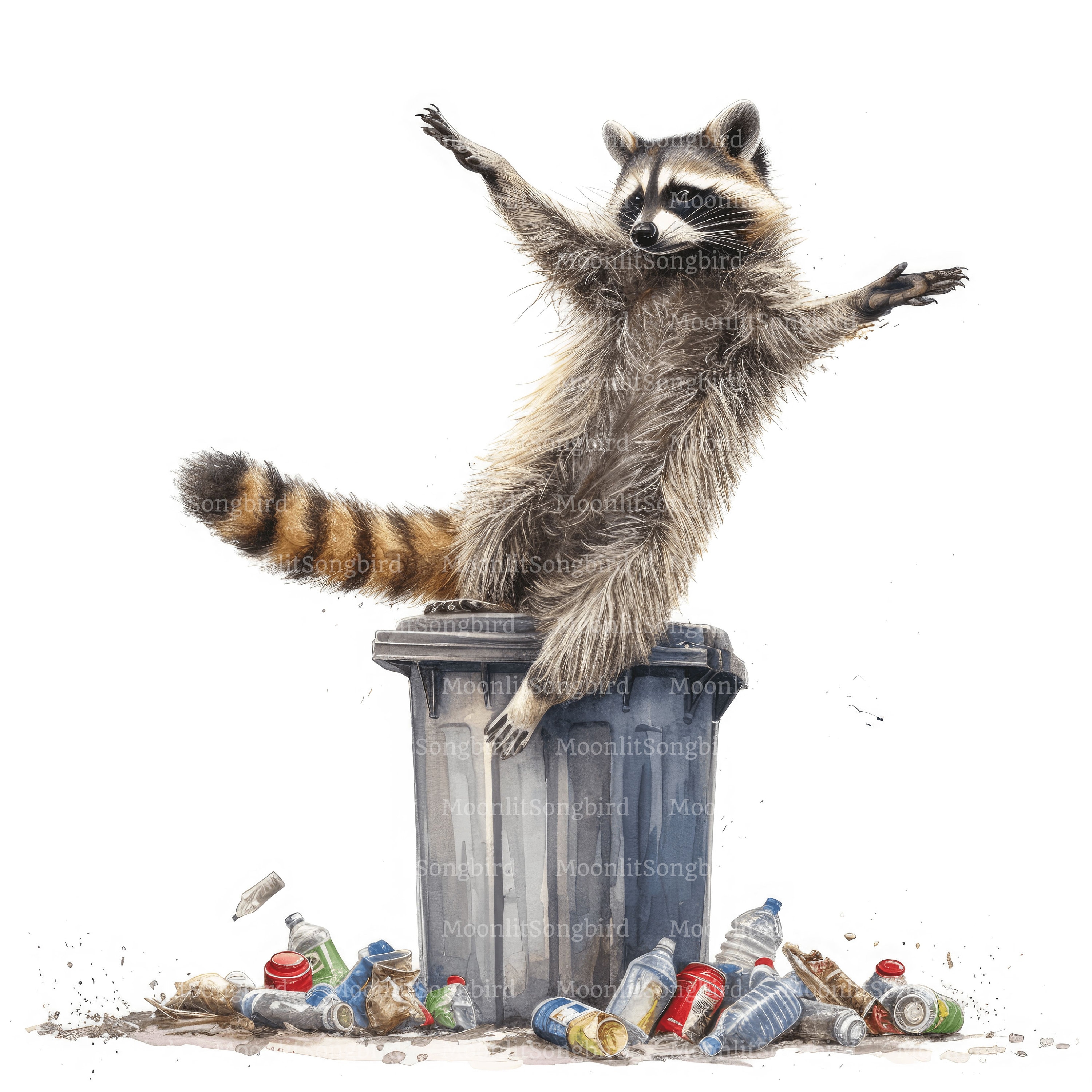 12 Raccoons Dancing on Trash Can Clipart, Digital Download, Printable ...