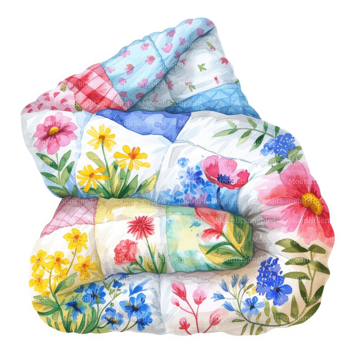 14 Quilted Blanket Scenes, Patchwork Clipart, Digital Download ...