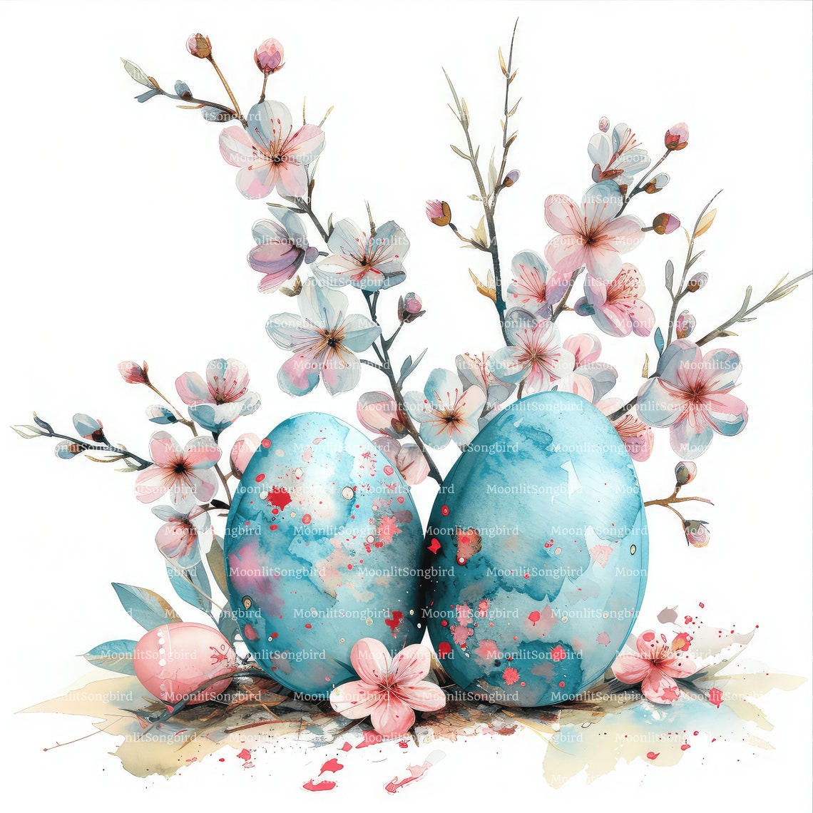 16 Easter Eggs and Flowers Clipart, Digital Download, Printable ...