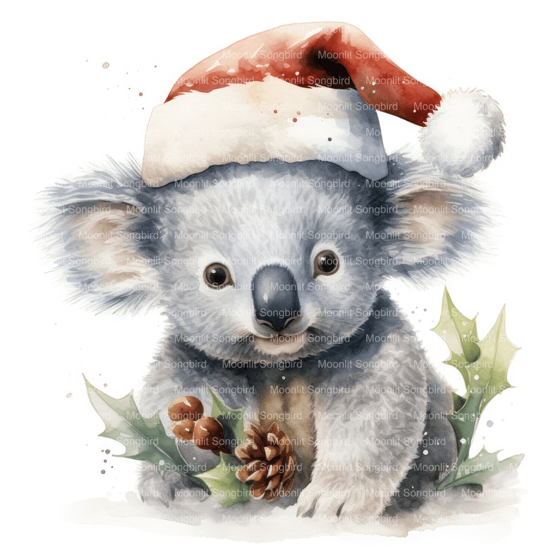 10 Christmas Koala Clipart, Digital Download, Printable Watercolor ...