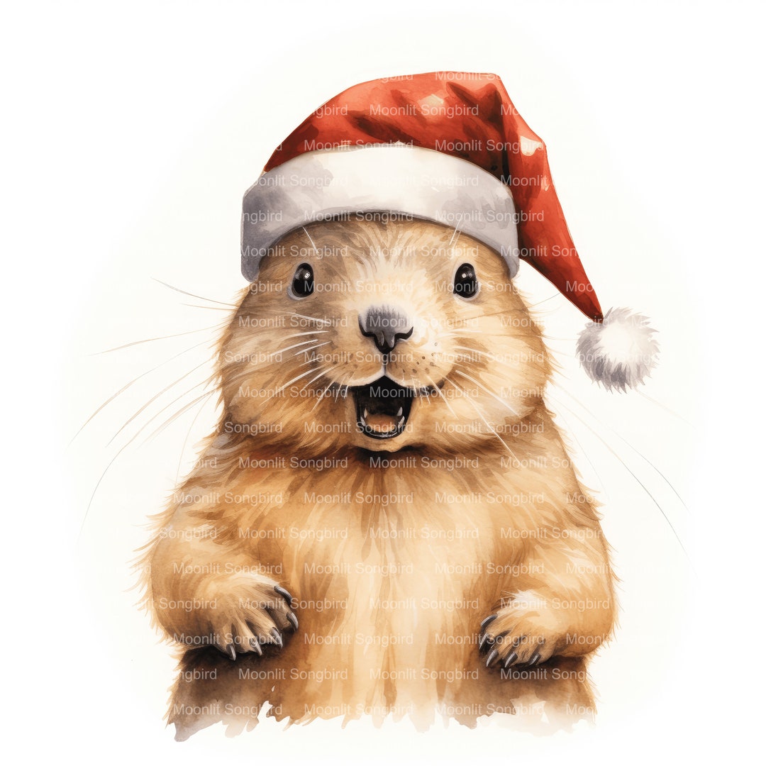 10 Prairiehond Kerst Clipart, Digitale Download, Afdrukbare Aquarel, Papier Ambachten, Hoge ...