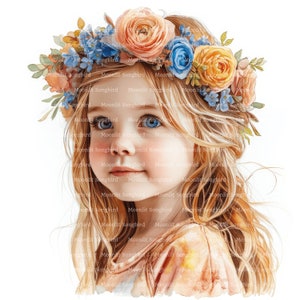 14 Girl With Flower Crown Clipart, Digital Download, Printable ...