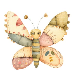 12 Patchwork Butterfly Clipart, Digital Download, Printable Watercolor ...