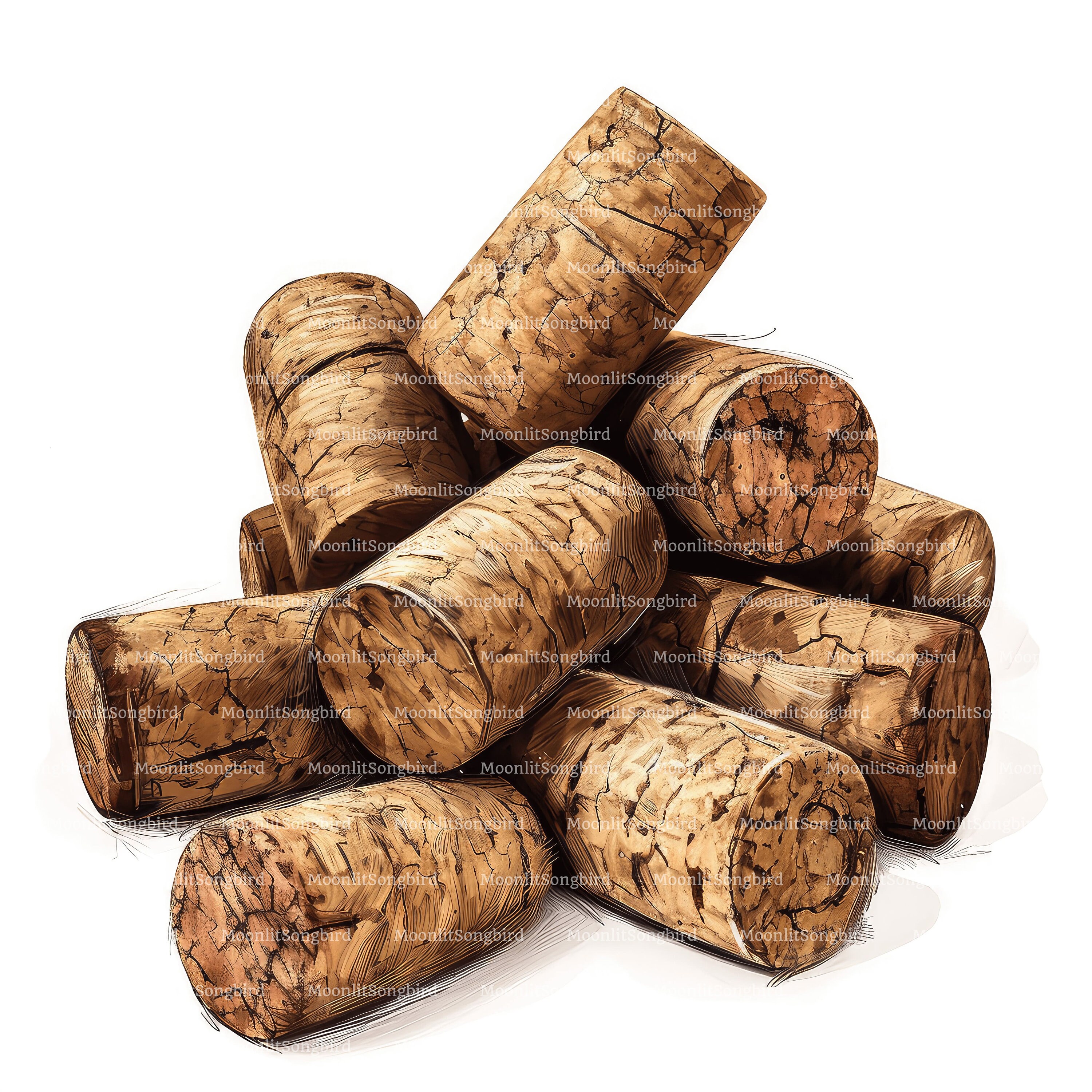 12 Wine Corks Clipart, Digital Download, Printable Watercolor Clipart ...
