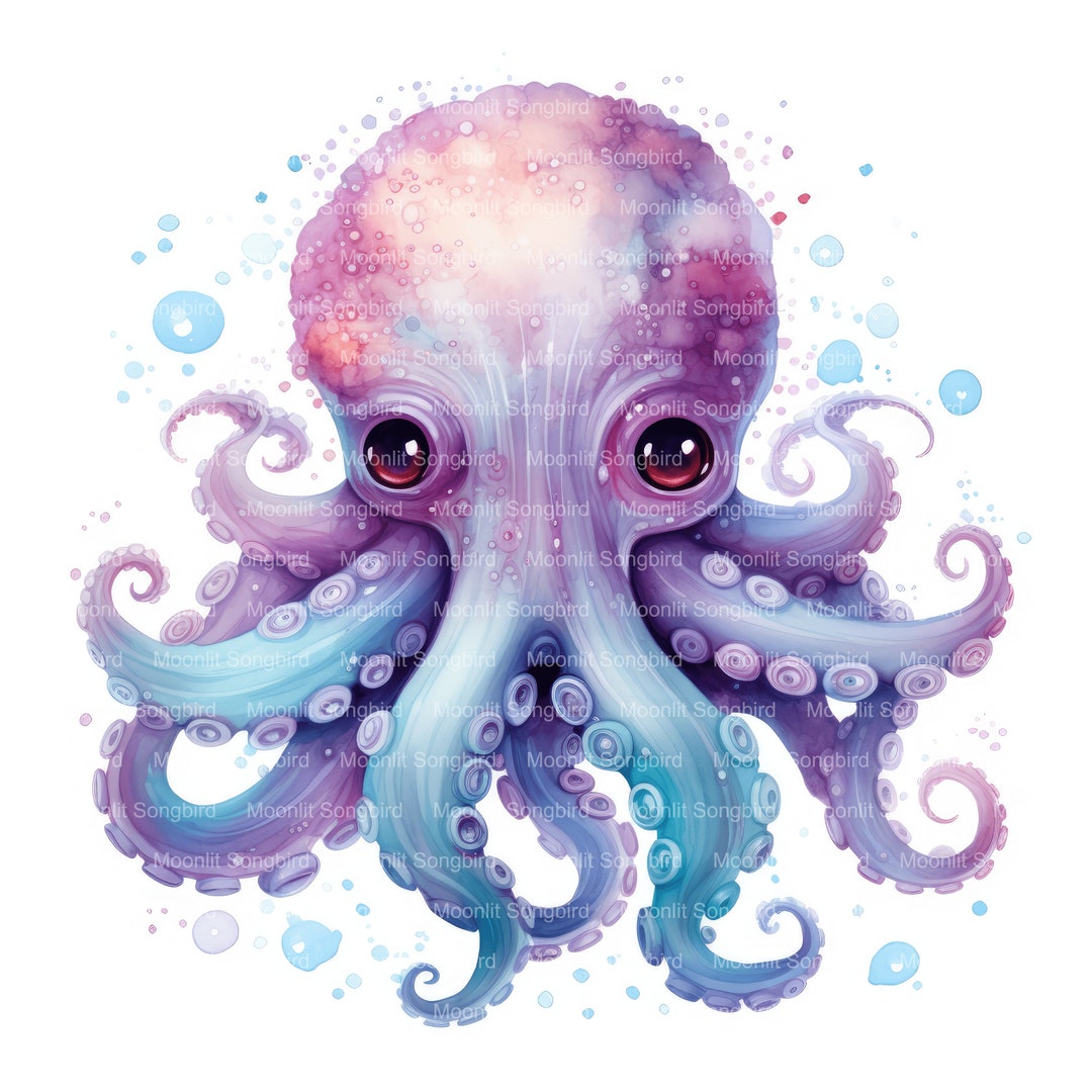 8 Pastel Octopus Clipart, Digital Download, Printable Cute Watercolor ...