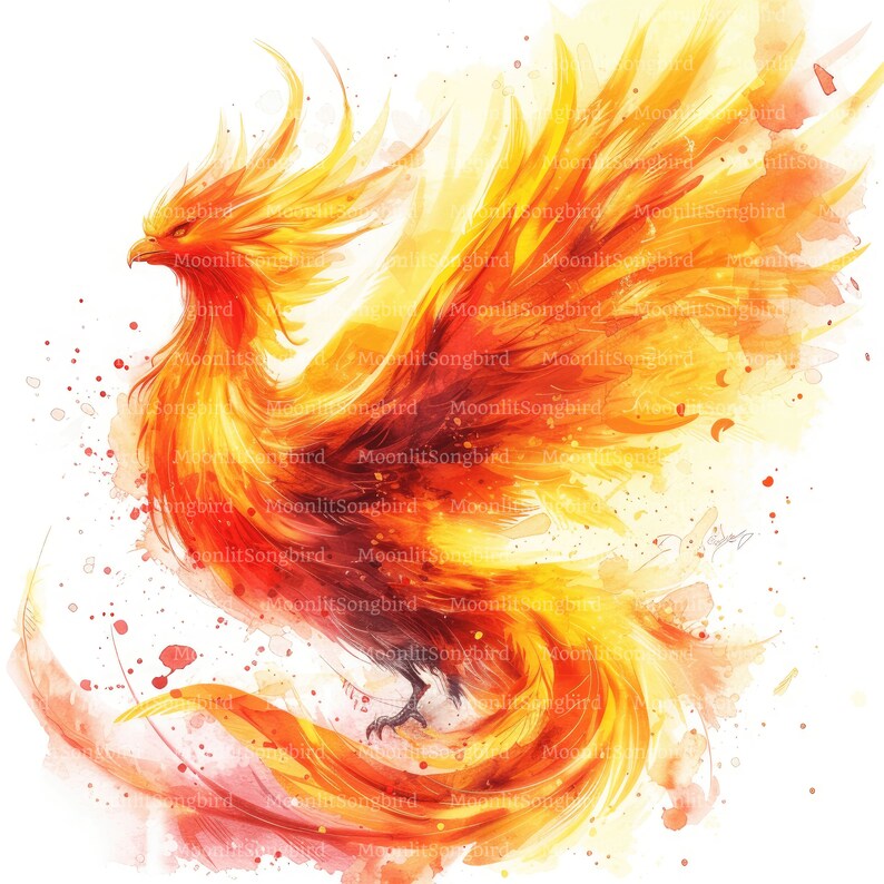 9 Phoenix Clipart, Digital Download, Printable Watercolor Clipart ...