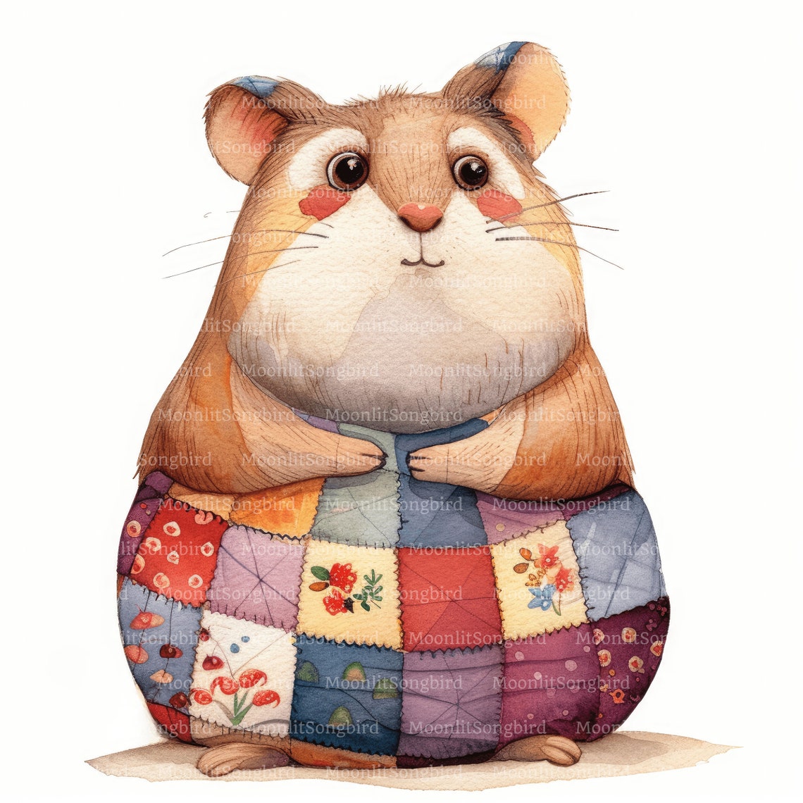 12 Patchwork Hamster Clipart, Digital Download, Printable Watercolor ...