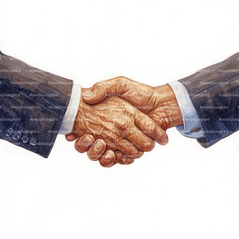 14 Business Handshake Clipart, Digital Download, Printable Watercolor ...