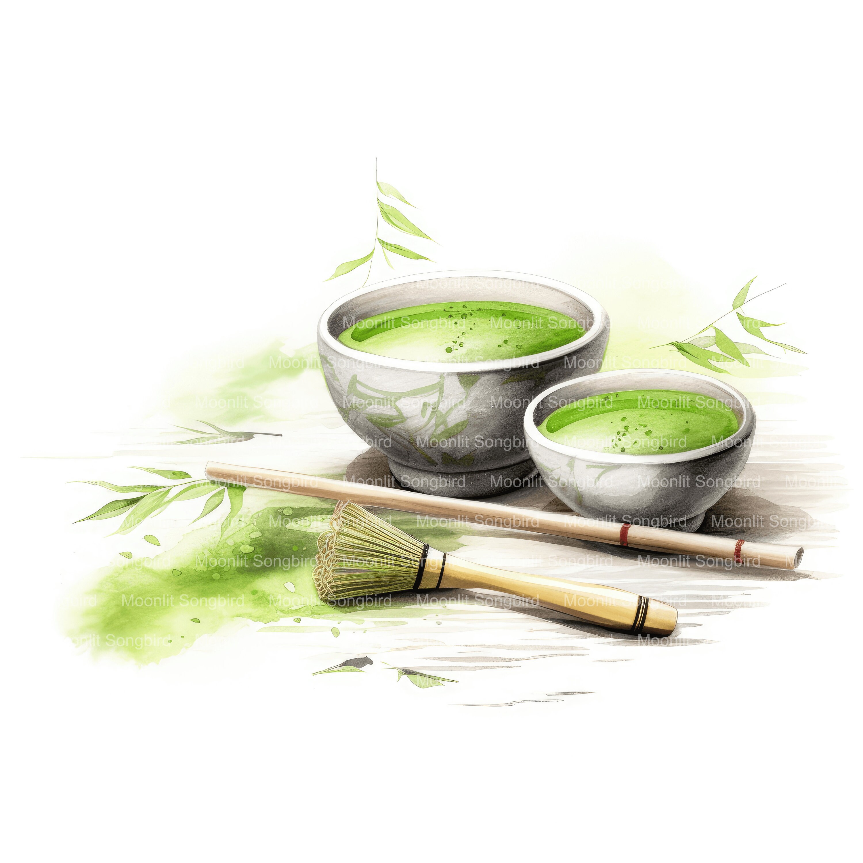 10 Matcha Tea Ceremony Clipart, Digital Download, Printable Watercolor ...