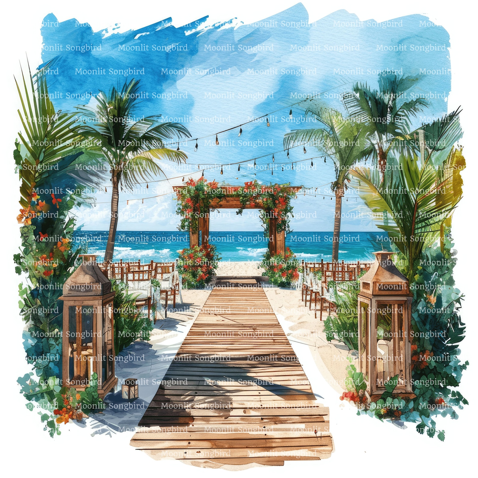 10 Beach Wedding Venue Clipart, Digital Download, Printable Watercolor ...