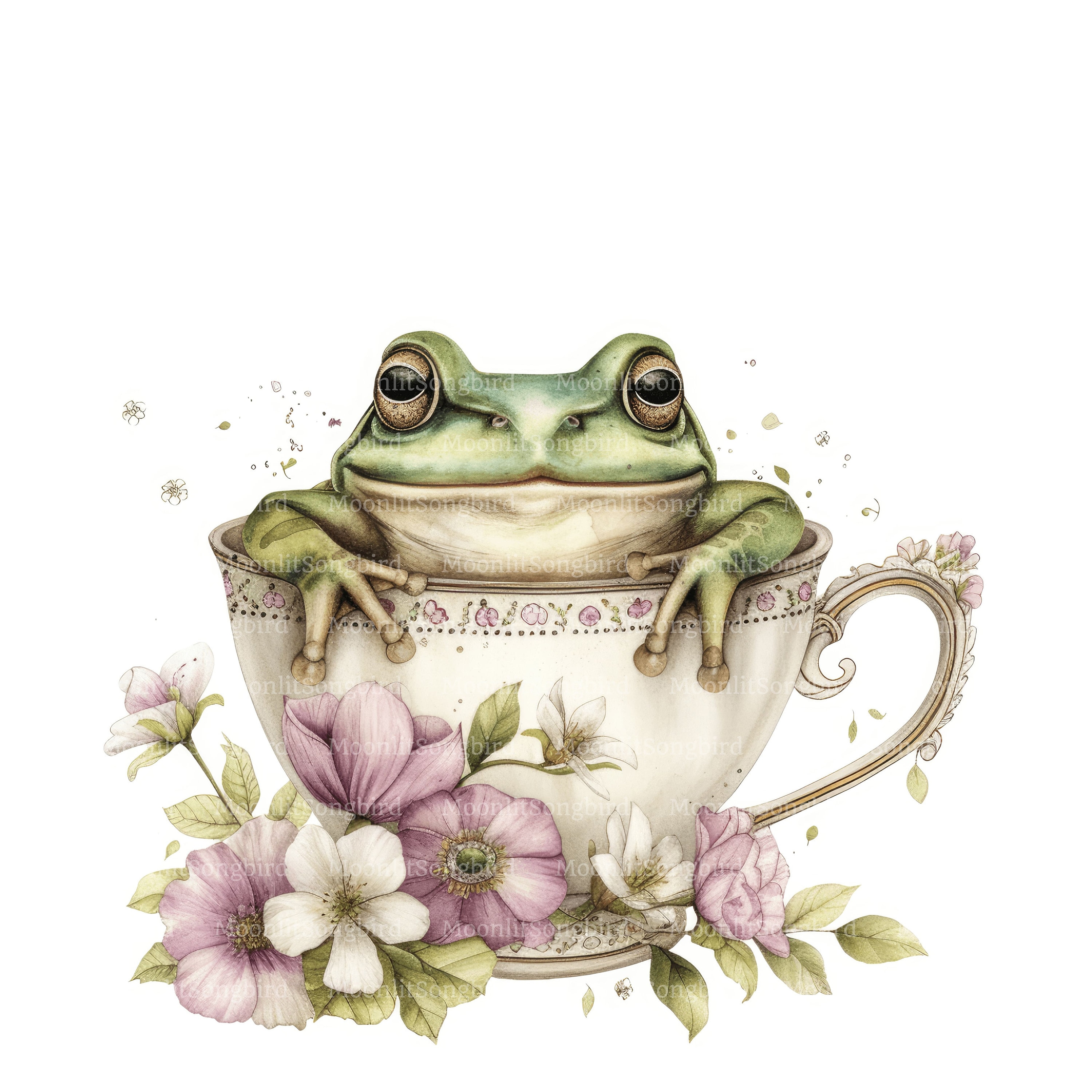 10 Frog in Teacup Clipart, Digital Download, Printable Watercolor ...