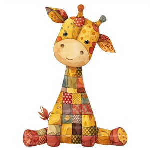 16 Patchwork Giraffe Clipart, Digital Download, Printable Watercolor Clipart, Paper Crafts ...