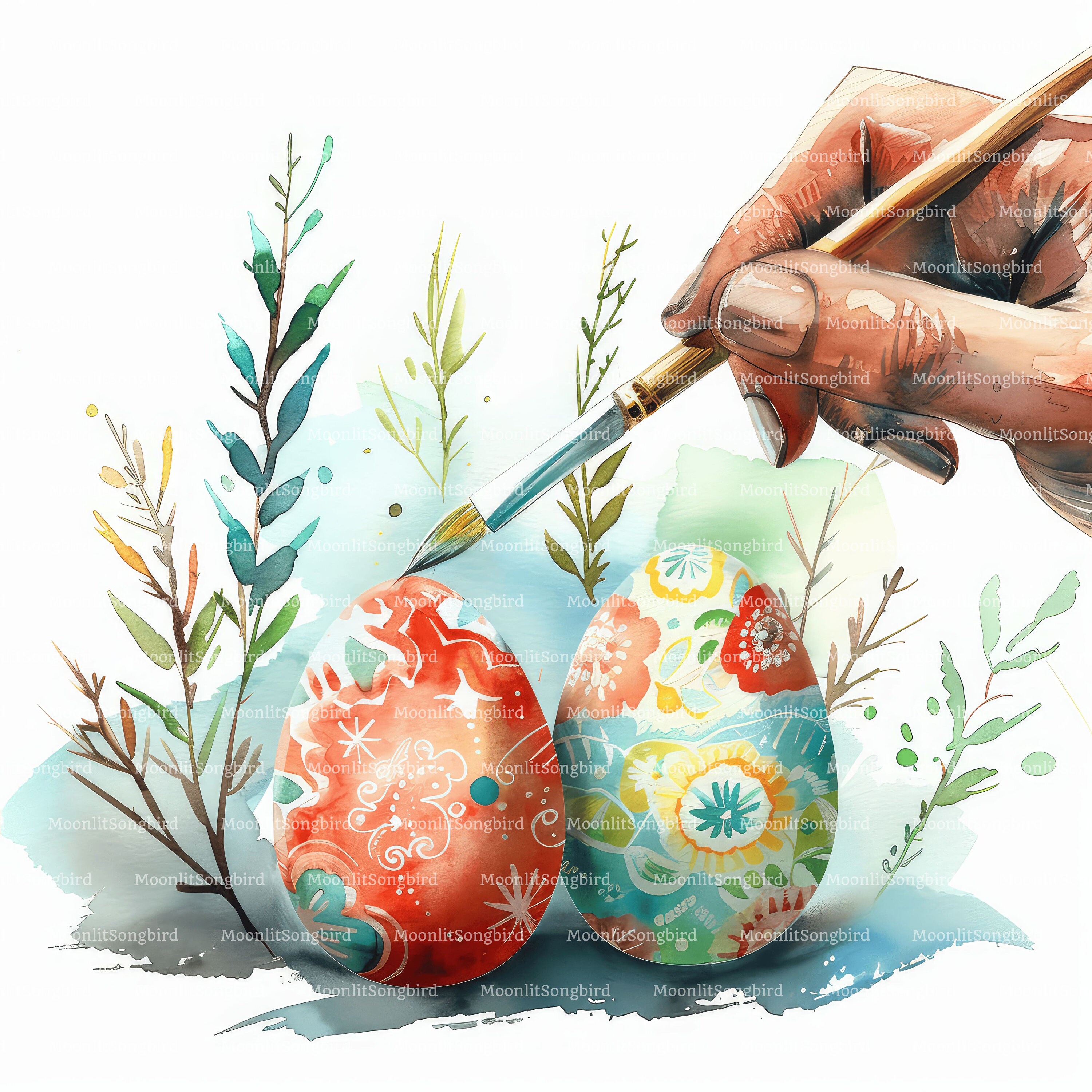 14 Easter Egg Painting Clipart, Digital Download, Printable Watercolor ...