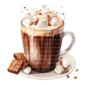 10 Hot Chocolate With Marshmallows Clipart, Digital Download, Printable ...