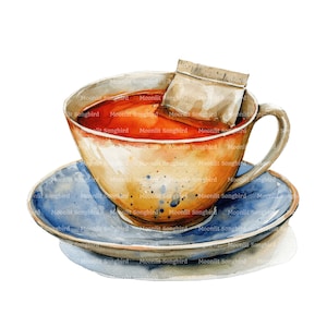 12 Cup of Tea With Tea Bag Clipart, Digital Download, Printable ...