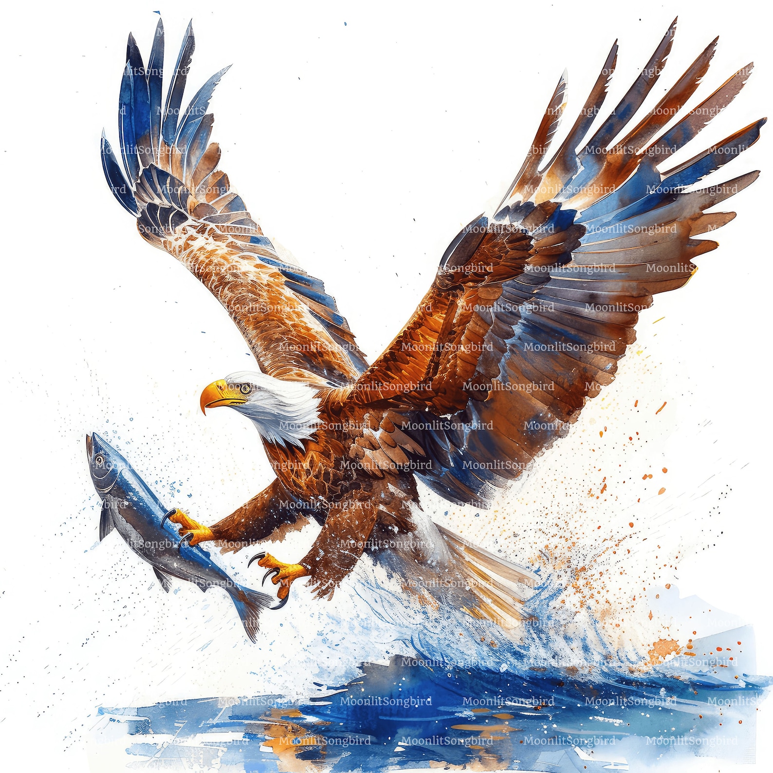 11 Eagle Catching a Fish Clipart, Digital Download, Printable ...