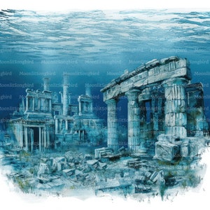 11 Atlantis Underwater City Clipart, Digital Download, Printable ...