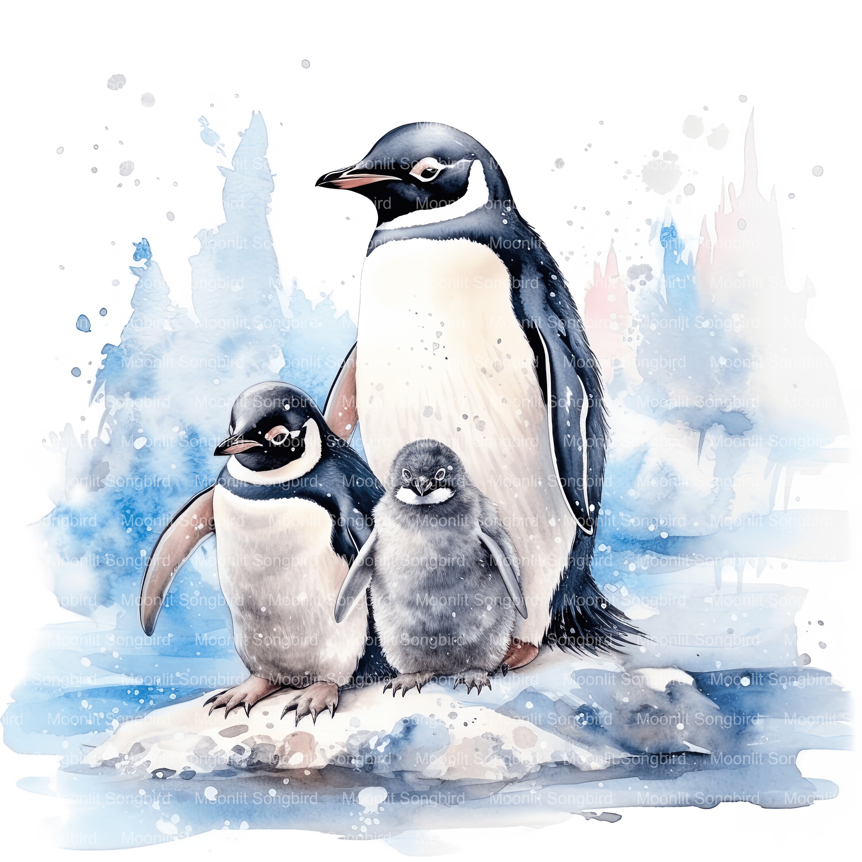 10 Penguin Family in Winter Clipart, Digital Download, Printable ...