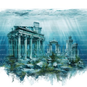 11 Atlantis Underwater City Clipart, Digital Download, Printable ...