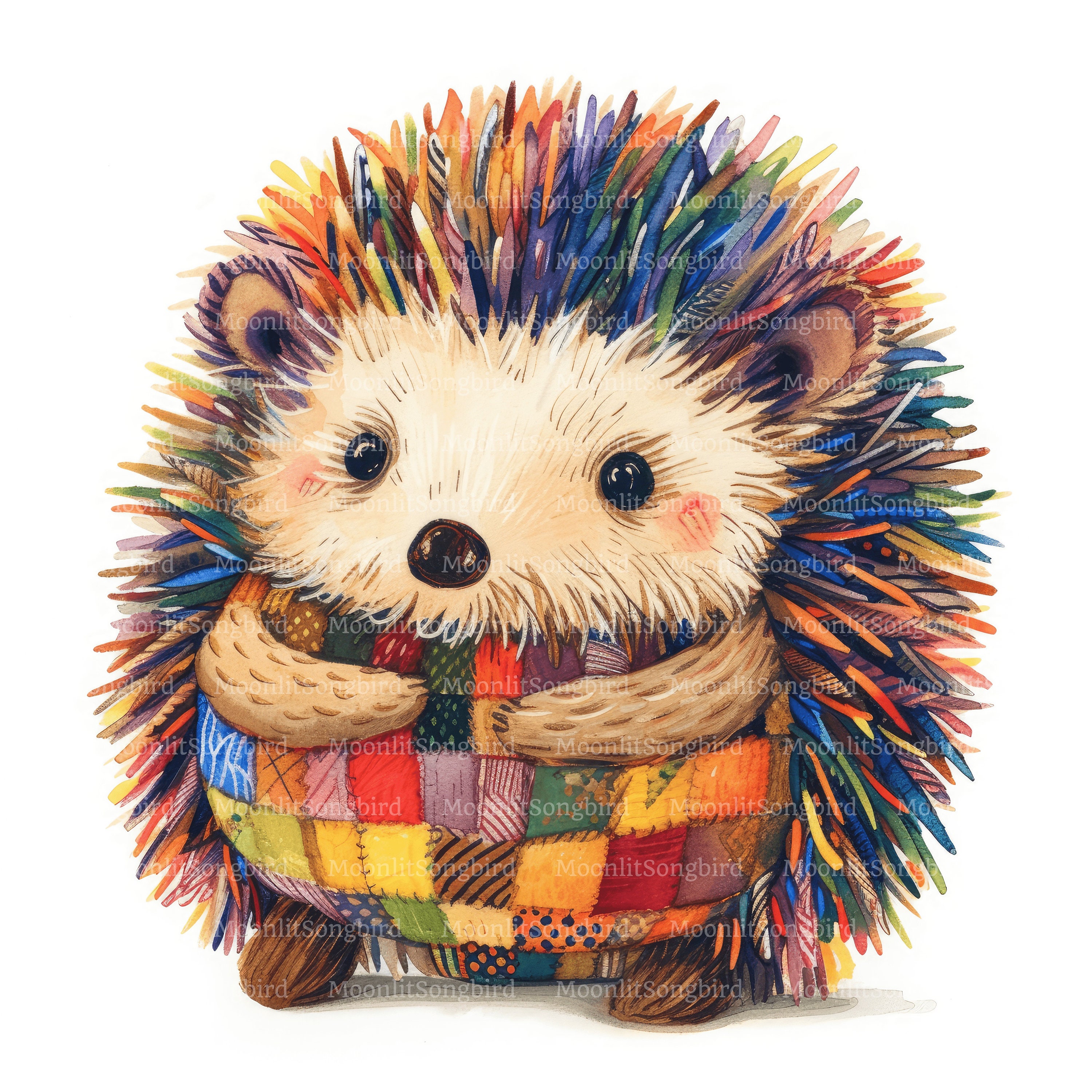 9 Patchwork Hedgehog Clipart, Digital Download, Printable Watercolor Clipart, Paper Crafts ...