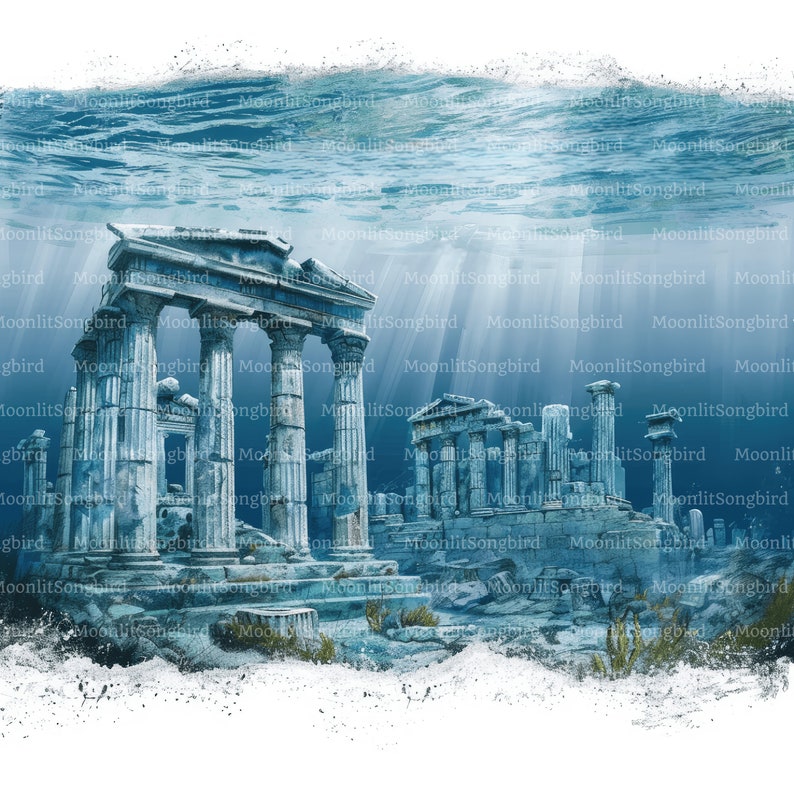 11 Atlantis Underwater City Clipart, Digital Download, Printable ...