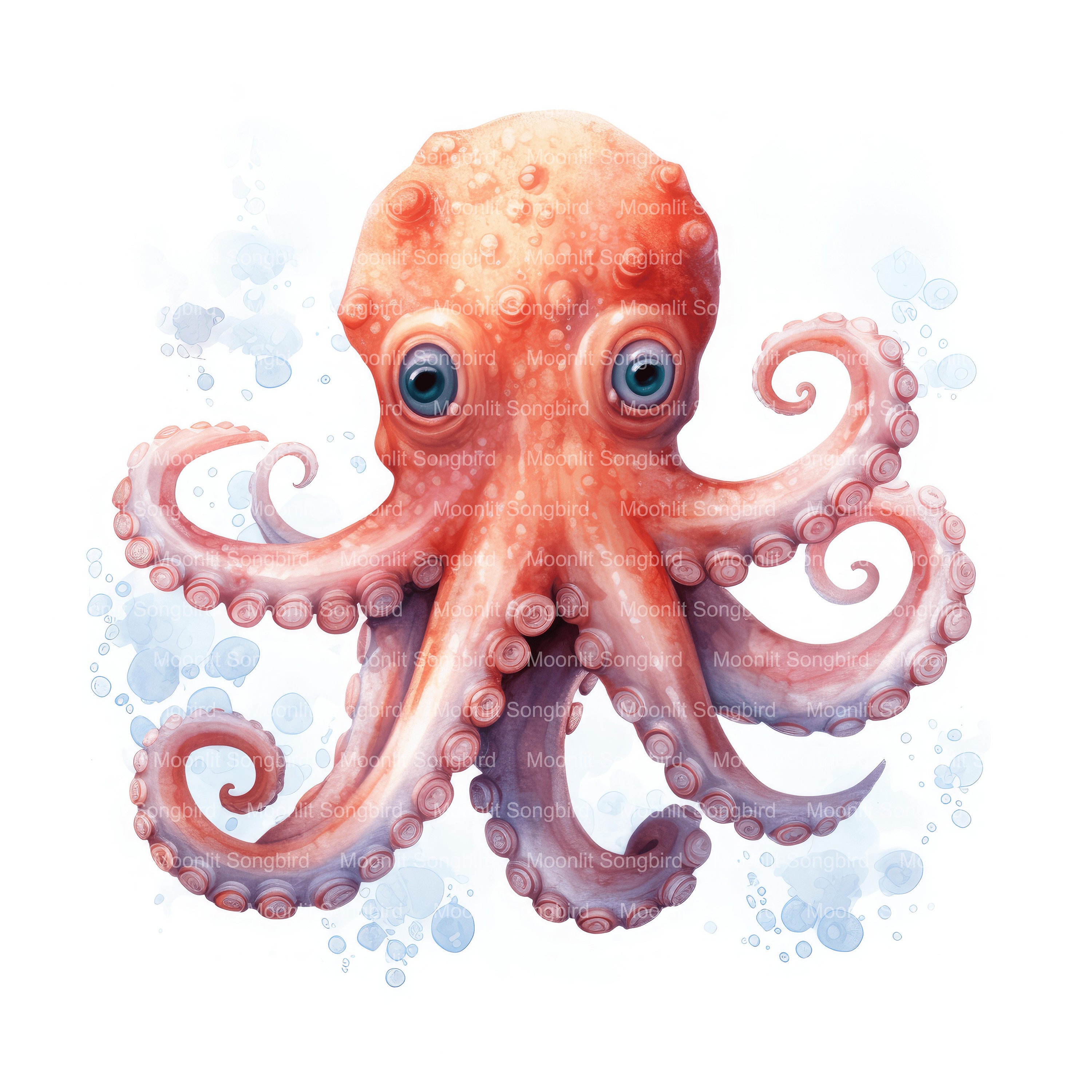 8 Pastel Octopus Clipart, Digital Download, Printable Cute Watercolor ...