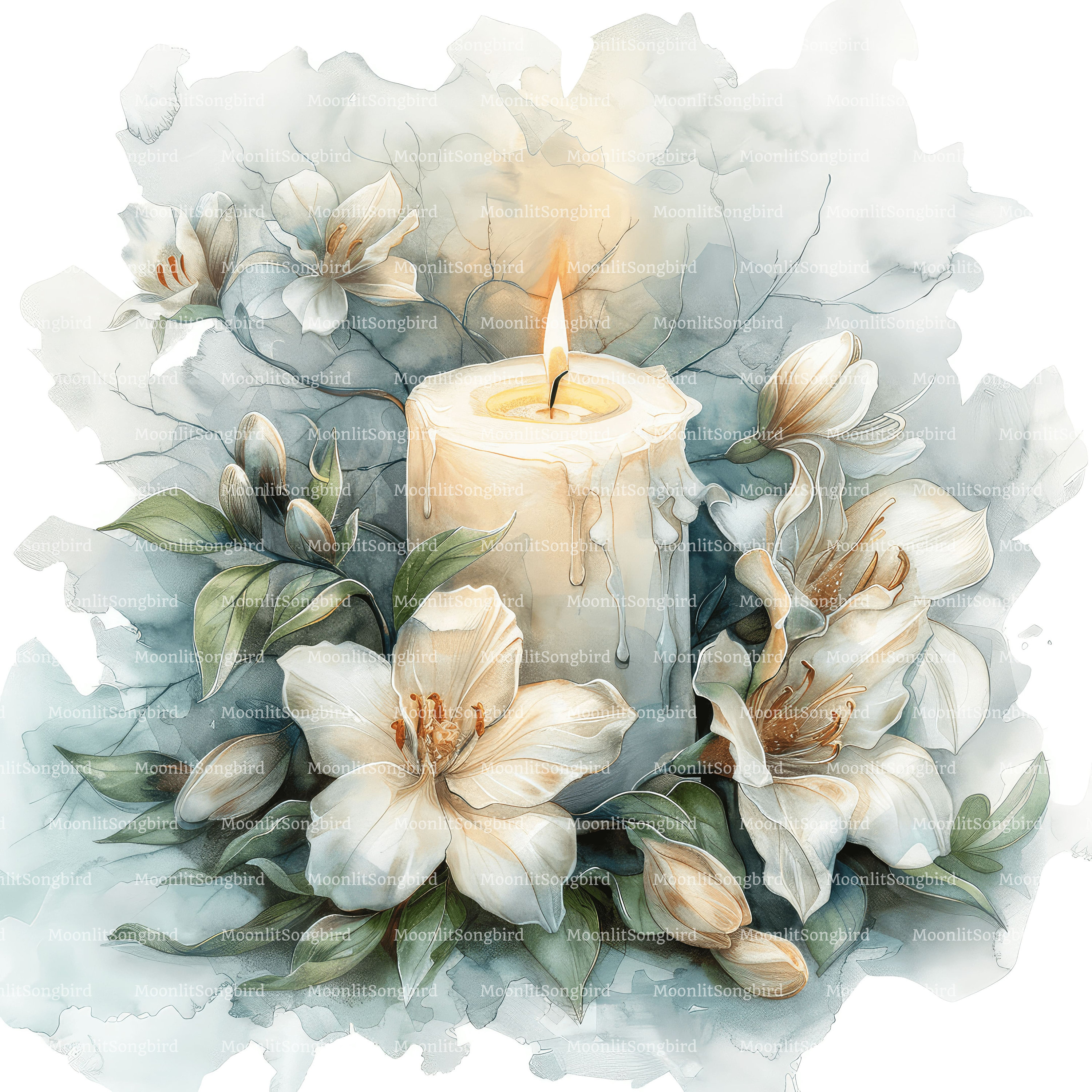 8 Memorial Candle Clipart, Digital Download, Printable Watercolor ...