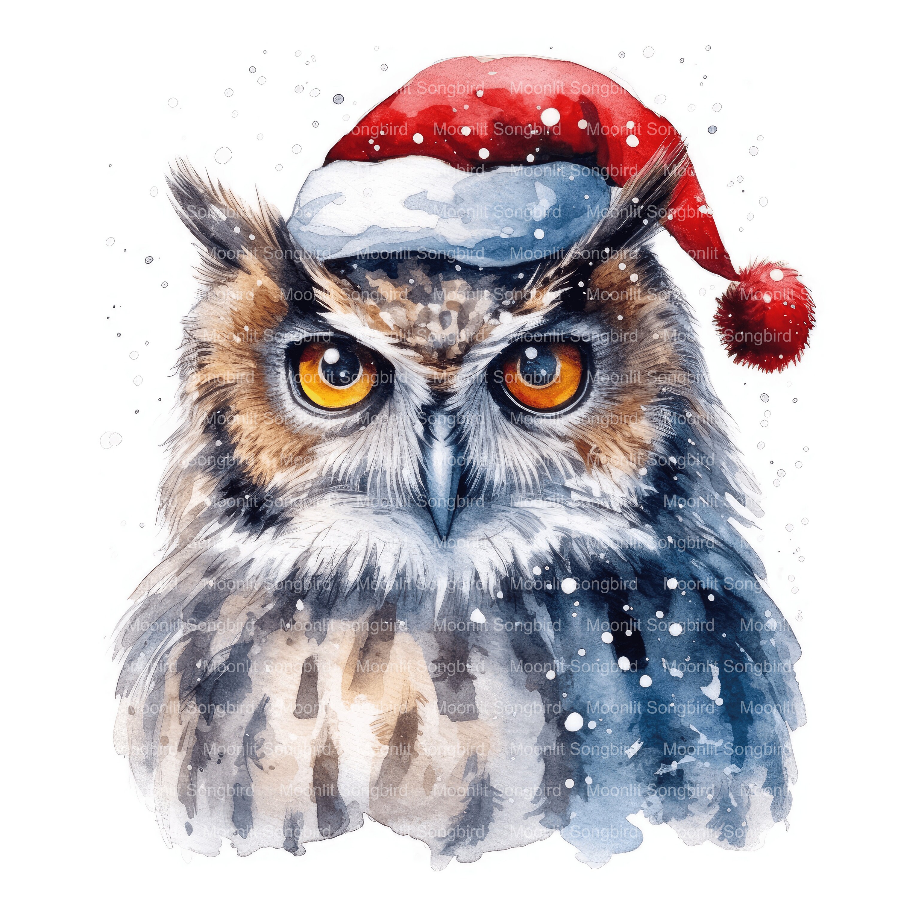 16 Christmas Owl Clipart, Digital Download, Printable Cute Watercolor ...