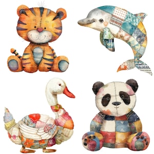 50 Patchwork Animals Clipart, Digital Download, Printable Watercolor ...
