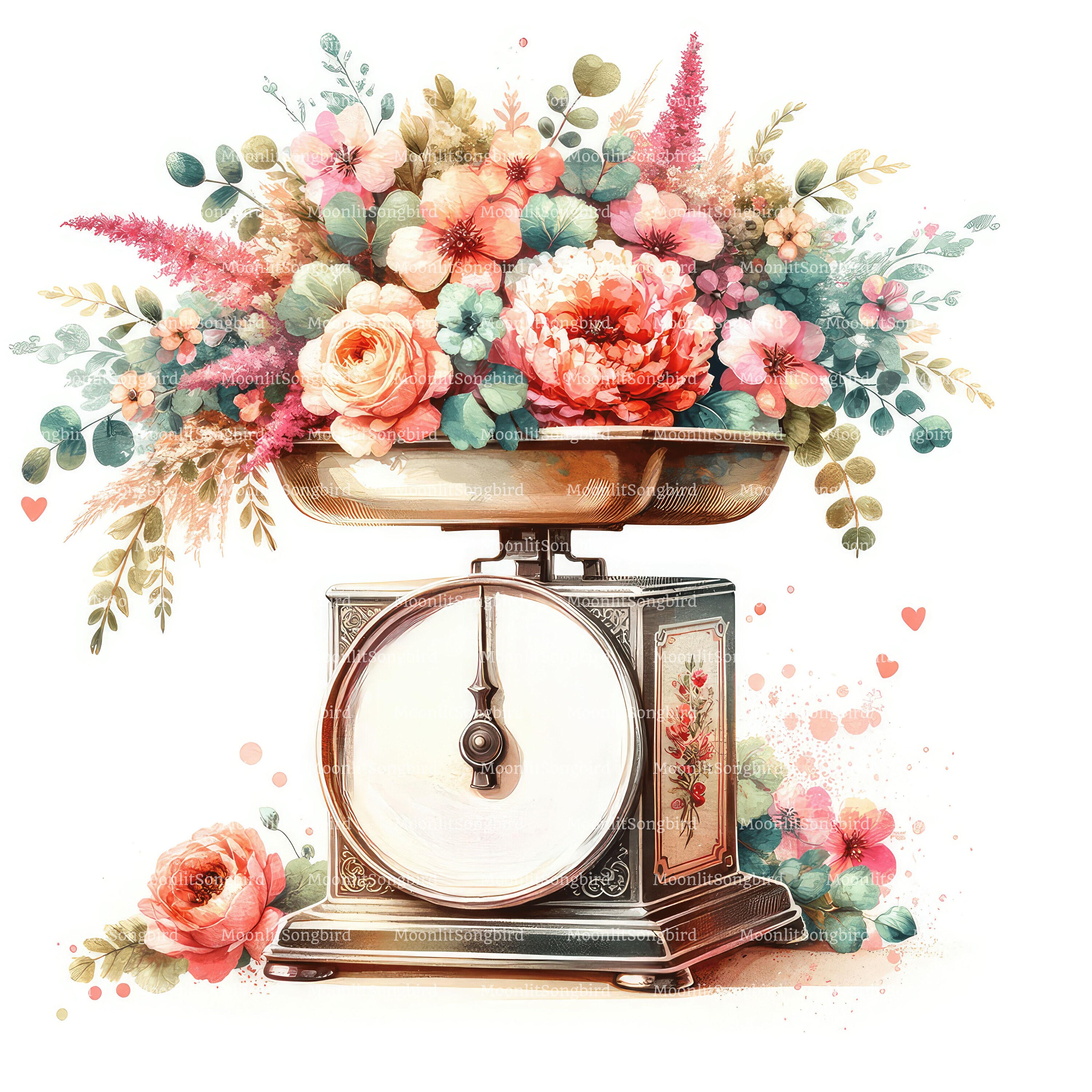 10 Floral Kitchen Scale Clipart, Digital Download, Printable Watercolor ...