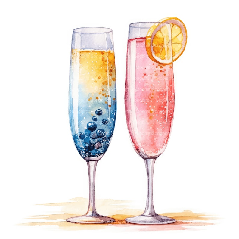 10 Festive Mimosa Cocktail Clipart, Digital Download, Printable ...