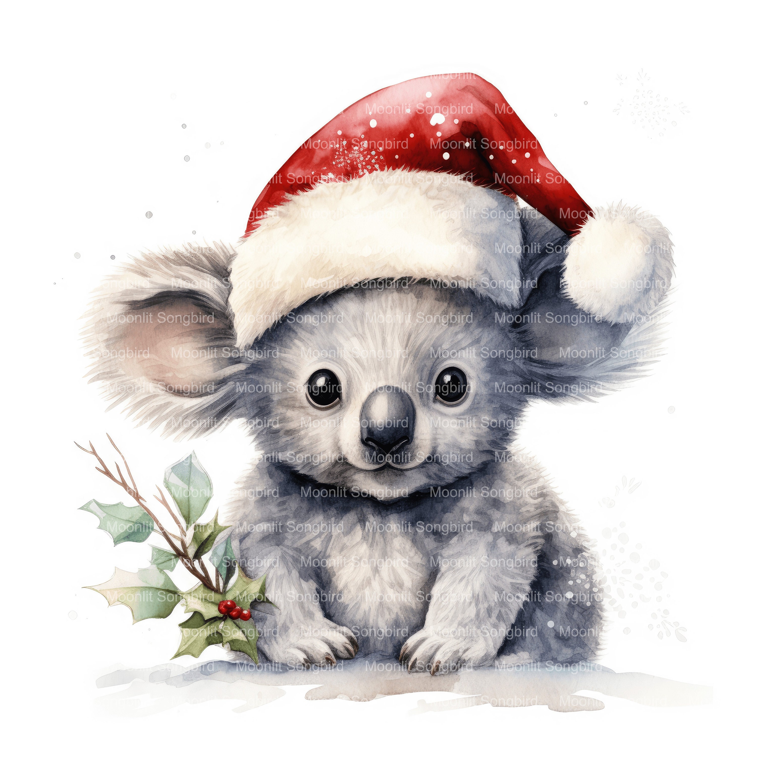 10 Christmas Koala Clipart, Digital Download, Printable Watercolor ...