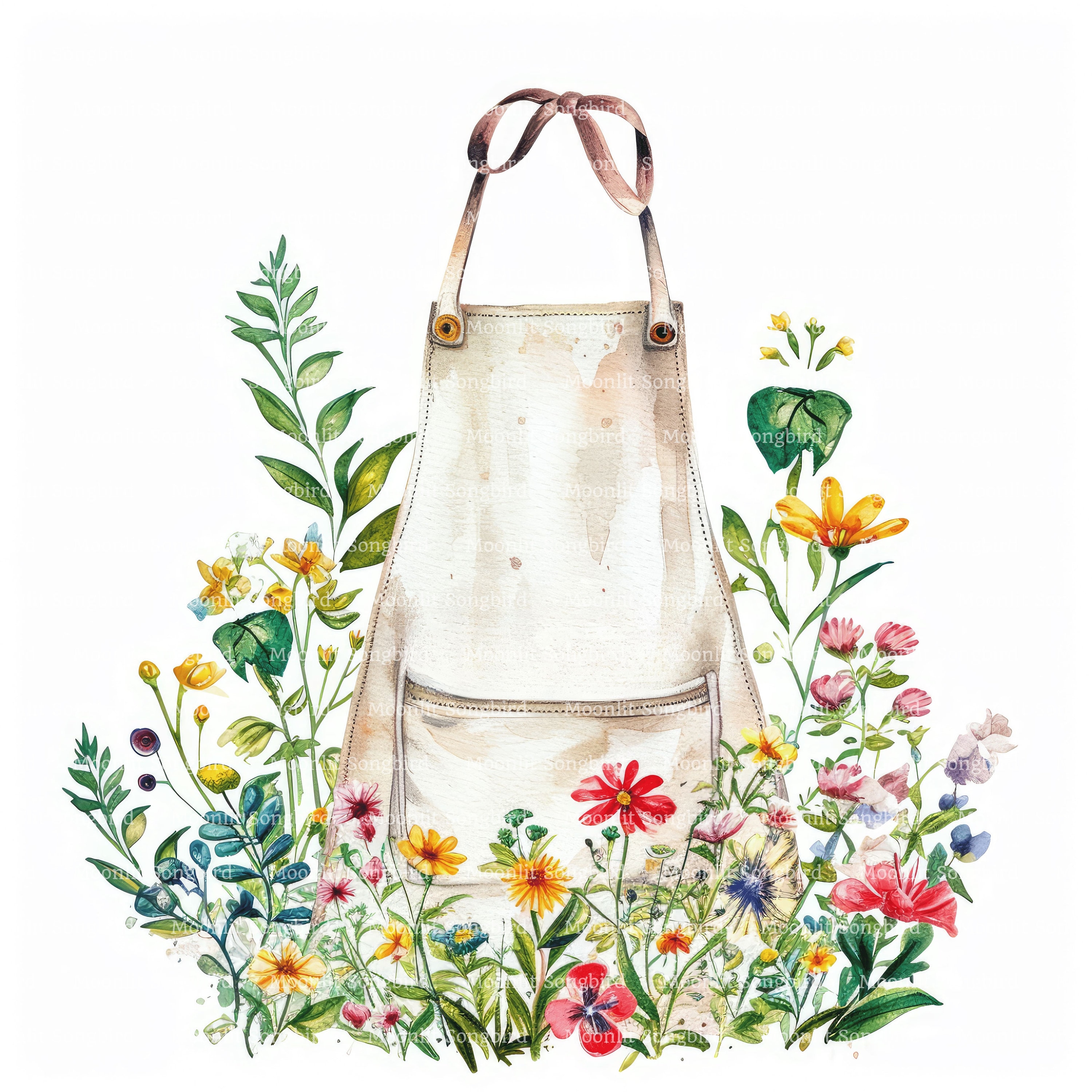 10 Floral Aprons Clipart, Digital Download, Vintage Kitchen Apron With ...