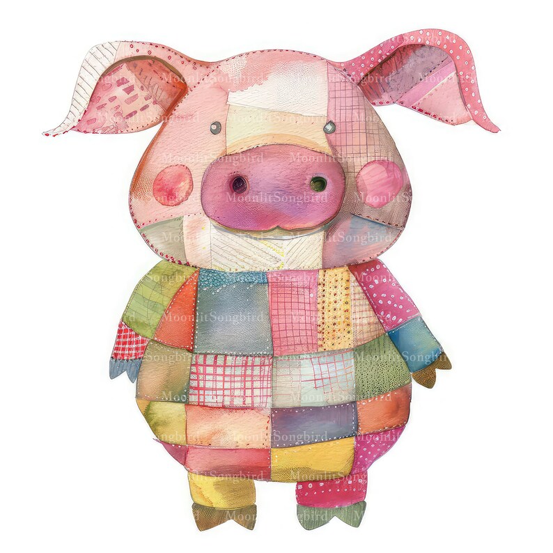 10 Patchwork Pig Clipart (images Only!) Digital Download, Printable ...