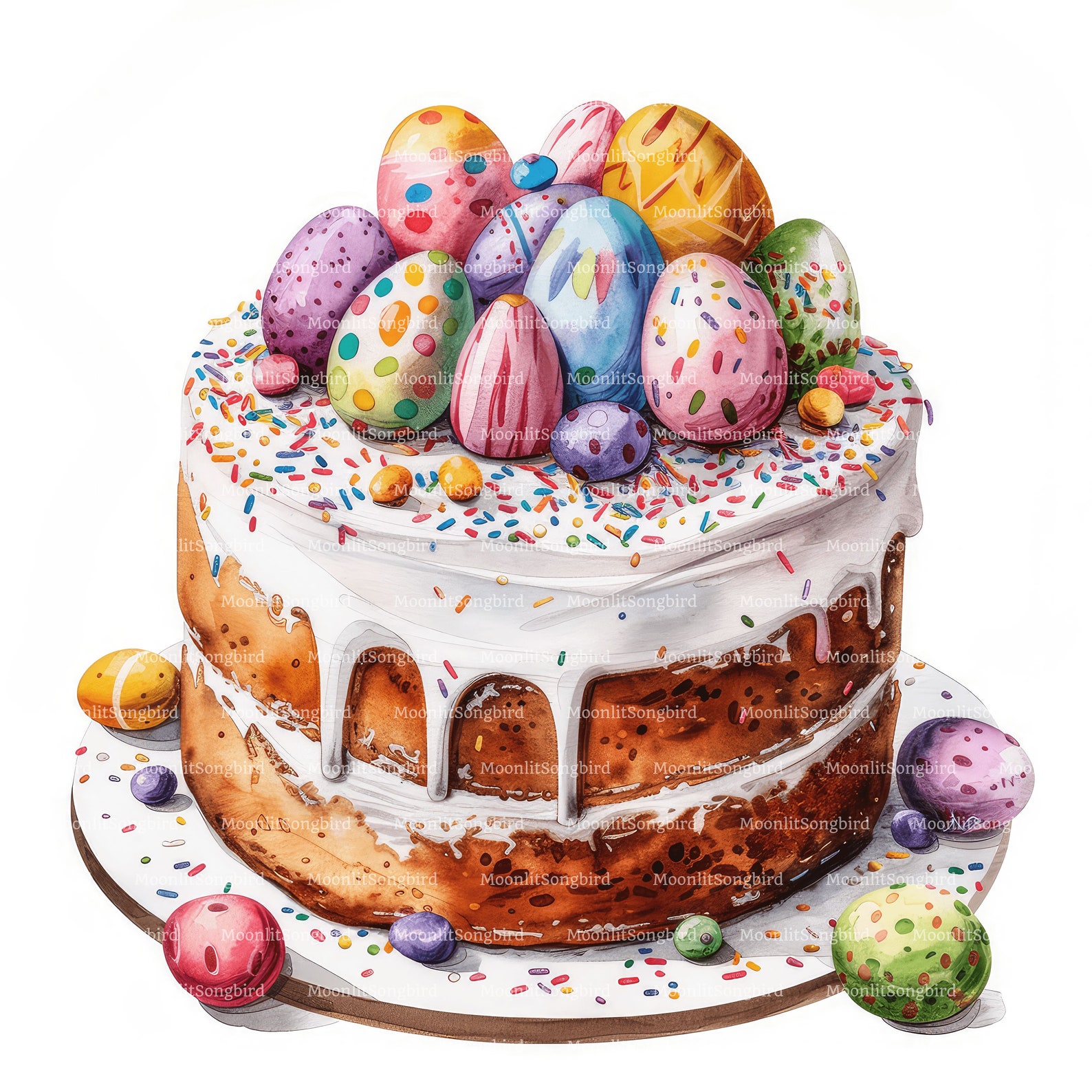 12 Easter Cake Clipart, Digital Download, Printable Watercolor Clipart ...