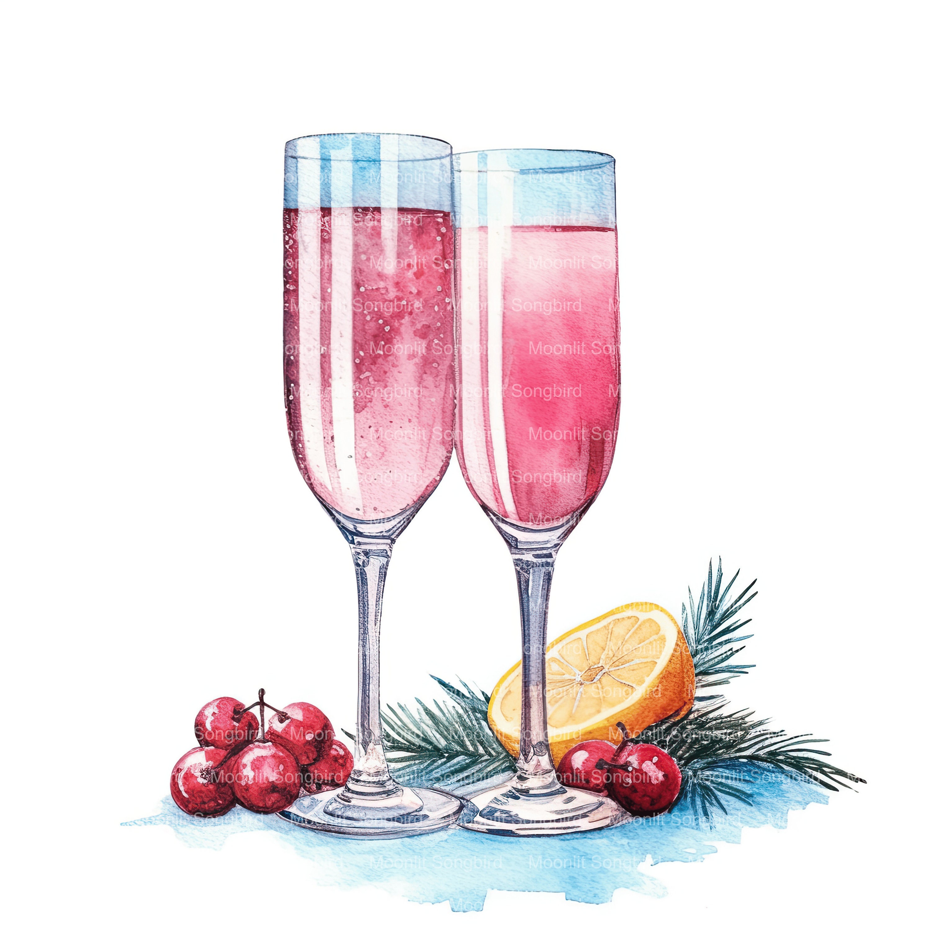 10 Festive Mimosa Cocktail Clipart, Digital Download, Printable ...