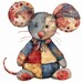 10 Patchwork Mouse Clipart, Digital Download, Printable Watercolor ...