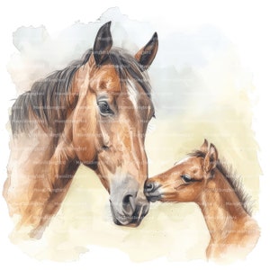 10 Mother Horse and Foal Clipart, Digital Download, Printable ...