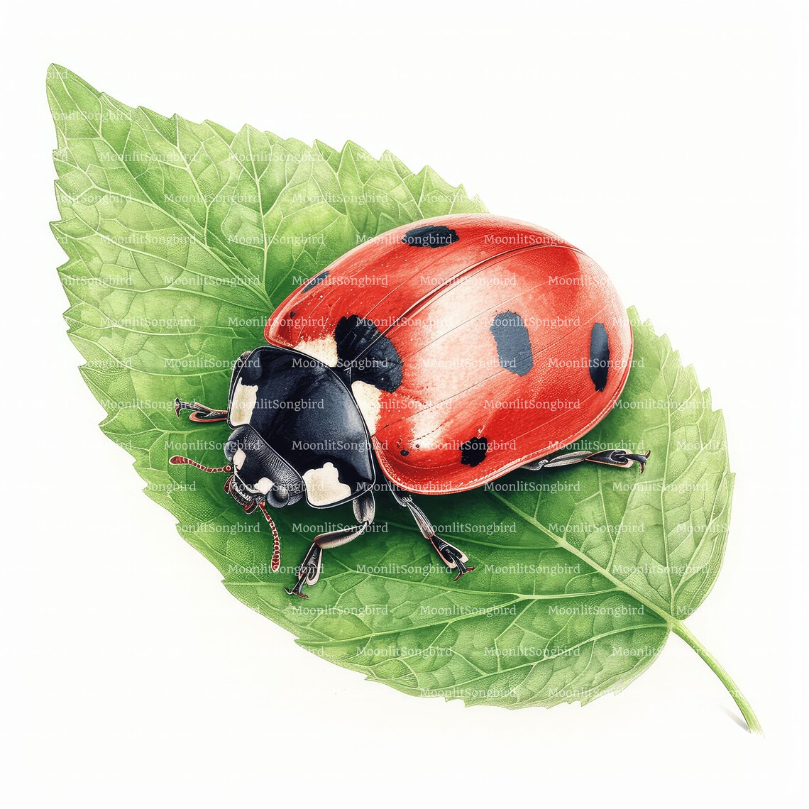 10 Ladybug on Leaf Clipart, Digital Download, Printable Watercolor ...