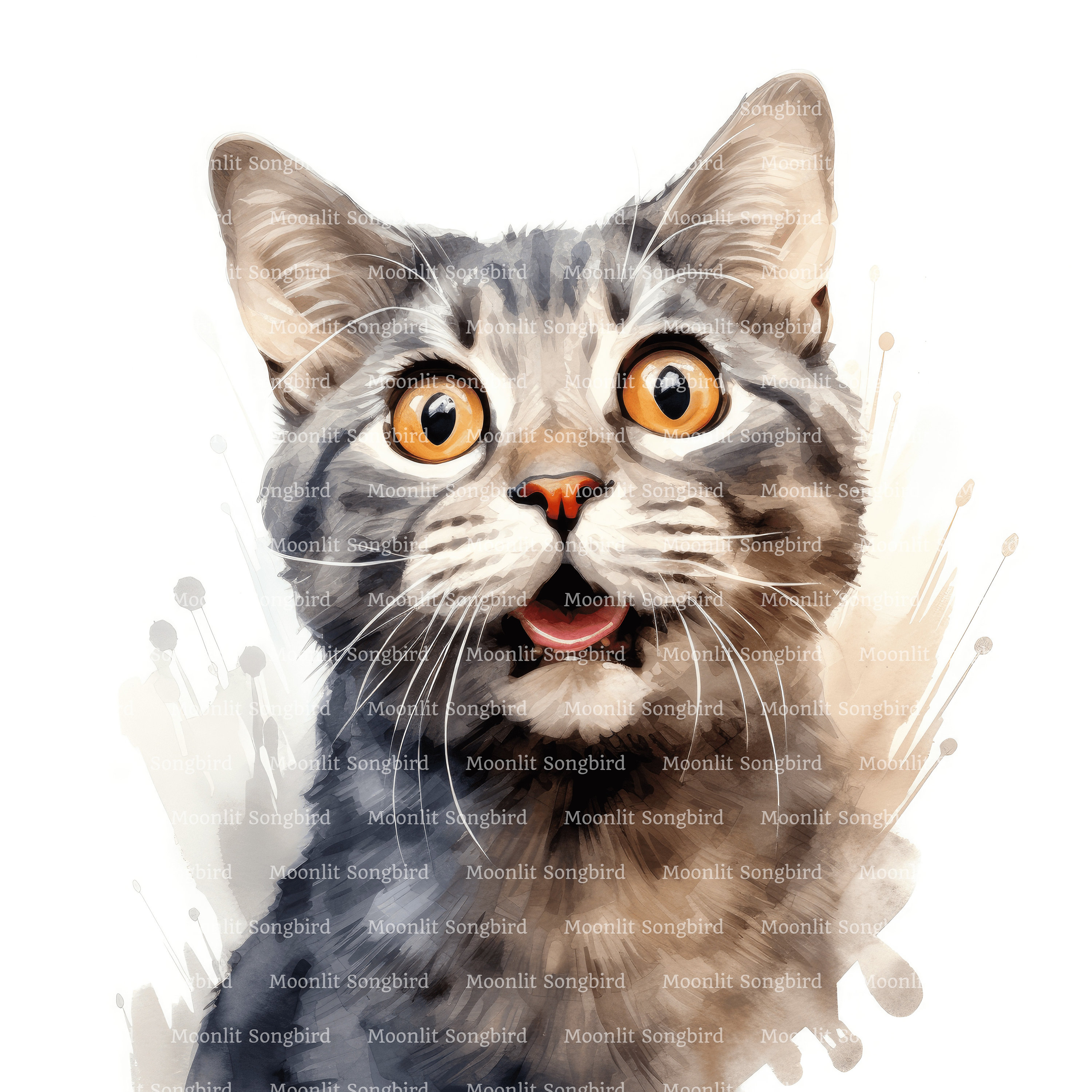 15 Surprised Cats Clipart, Digital Download, Printable Watercolor ...