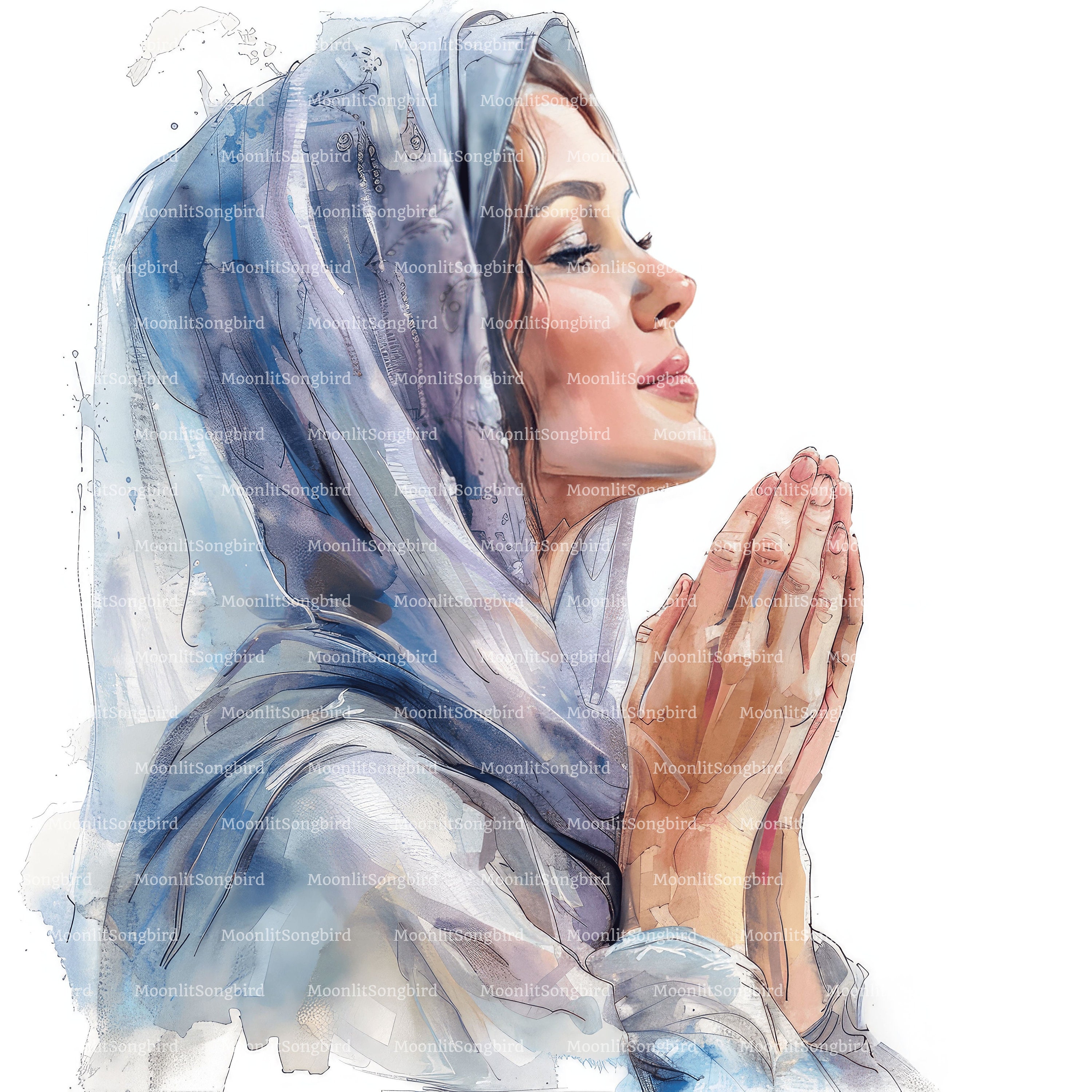 12 Christian Woman Praying Clipart, Digital Download, Printable ...