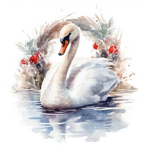 14 Christmas Swan Wreath Clipart, Digital Download, Cute Printable ...